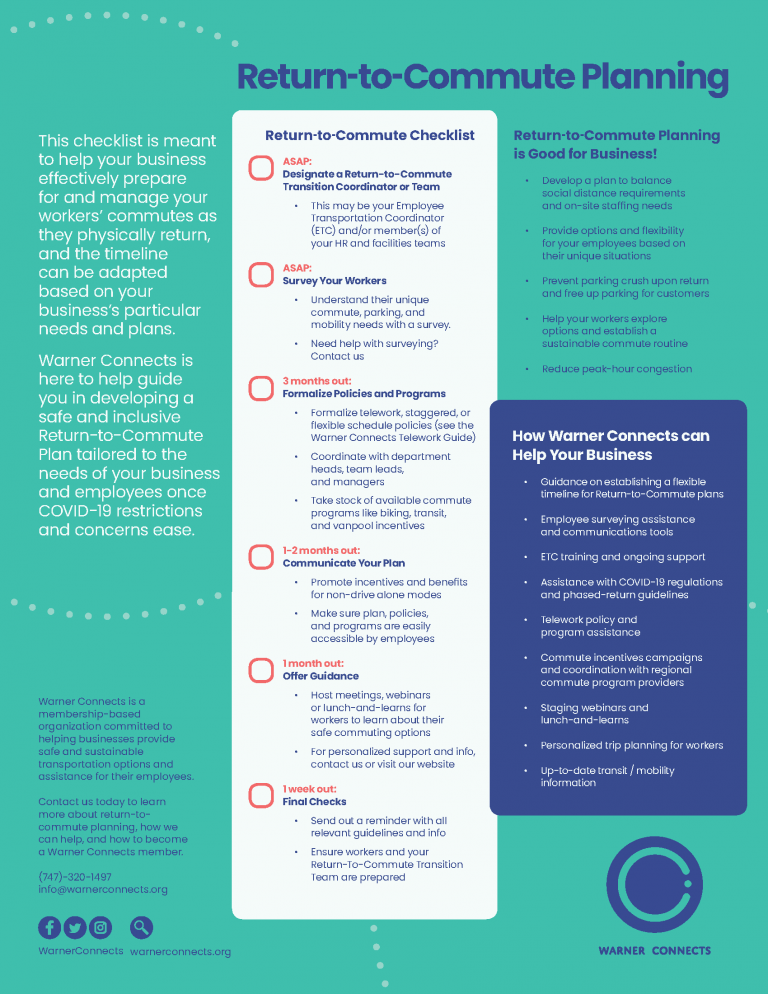 Return-to-Commute Checklist and Telework Support | Warner Connects