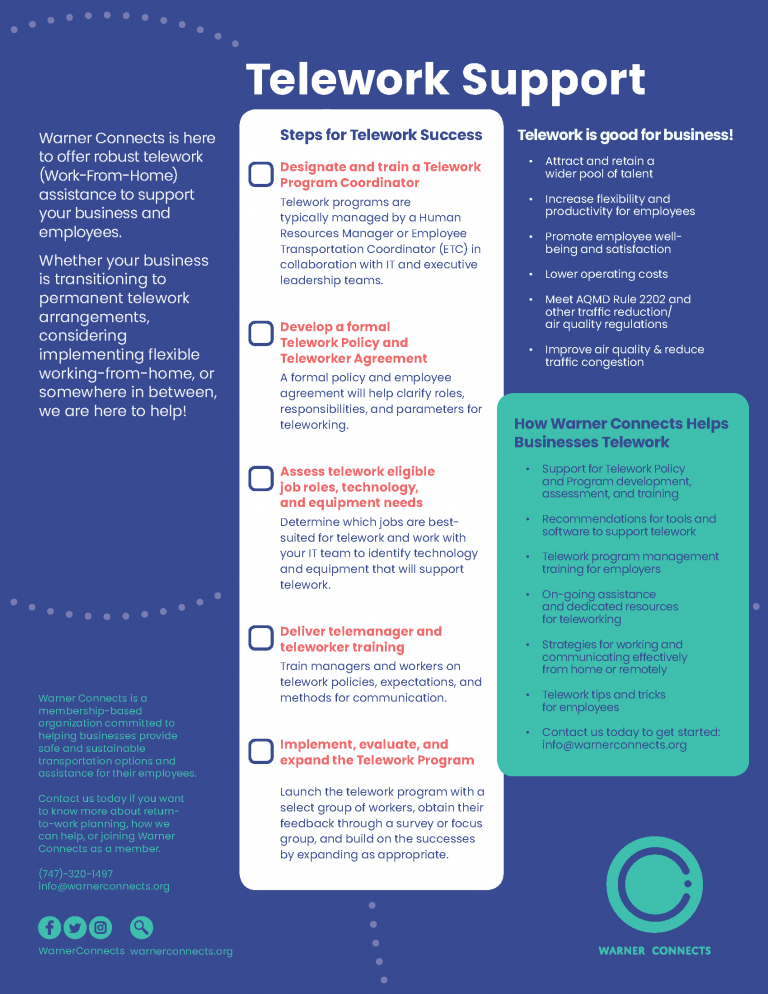 Return-to-Commute Checklist and Telework Support | Warner Connects